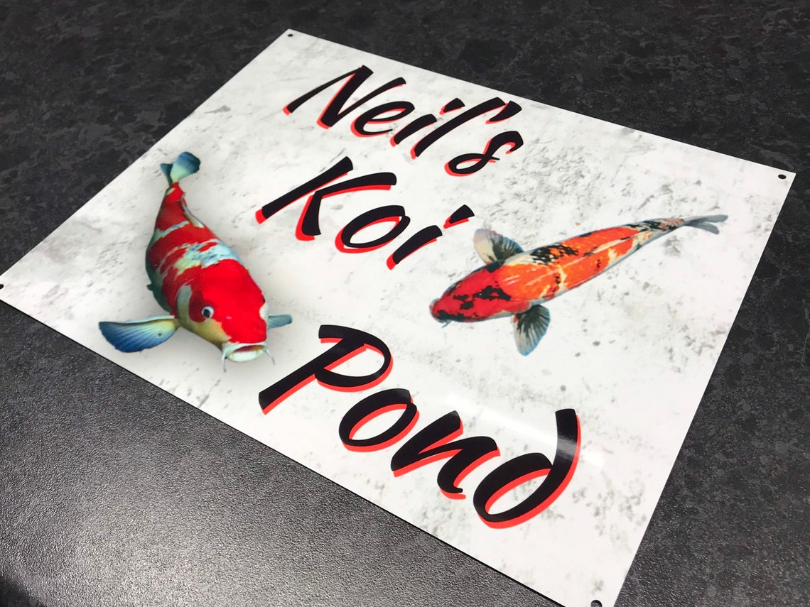 Personalised Koi Pond Sign Weather Proof Pre Drilled High Gloss Father ...