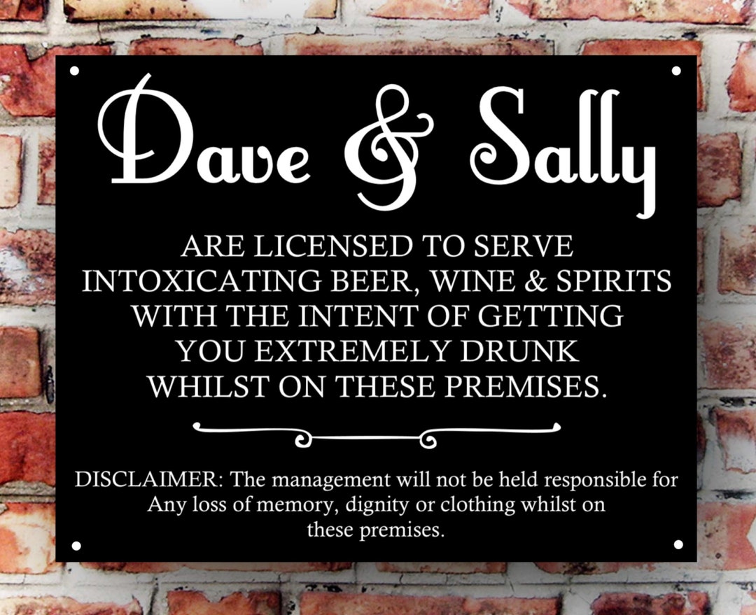 Personalised Funny Home Bar Licence Sign, Metal Sign Plaque Pub Shed ...