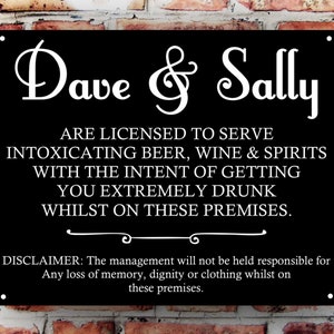Personalised Funny Home Bar Licence Sign, Metal Sign Plaque Pub Shed ...