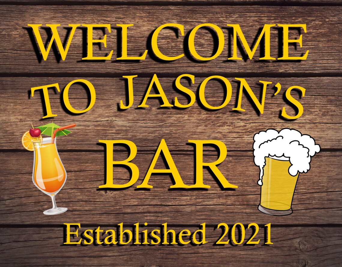 Pub Bar Sign Personalised Plaque Any Name and Date Weather - Etsy