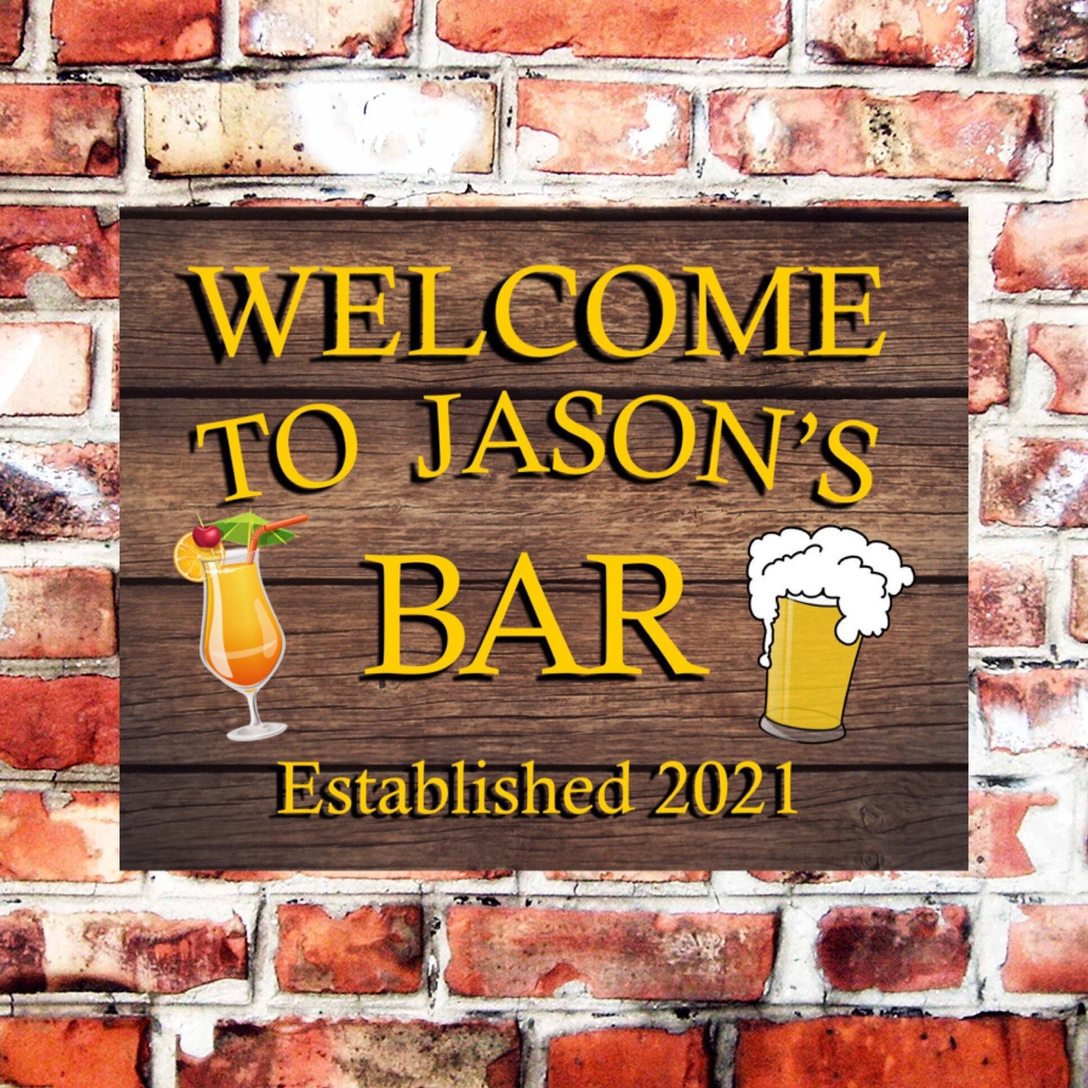 Pub Bar Sign Personalised Plaque Any Name and Date Weather - Etsy