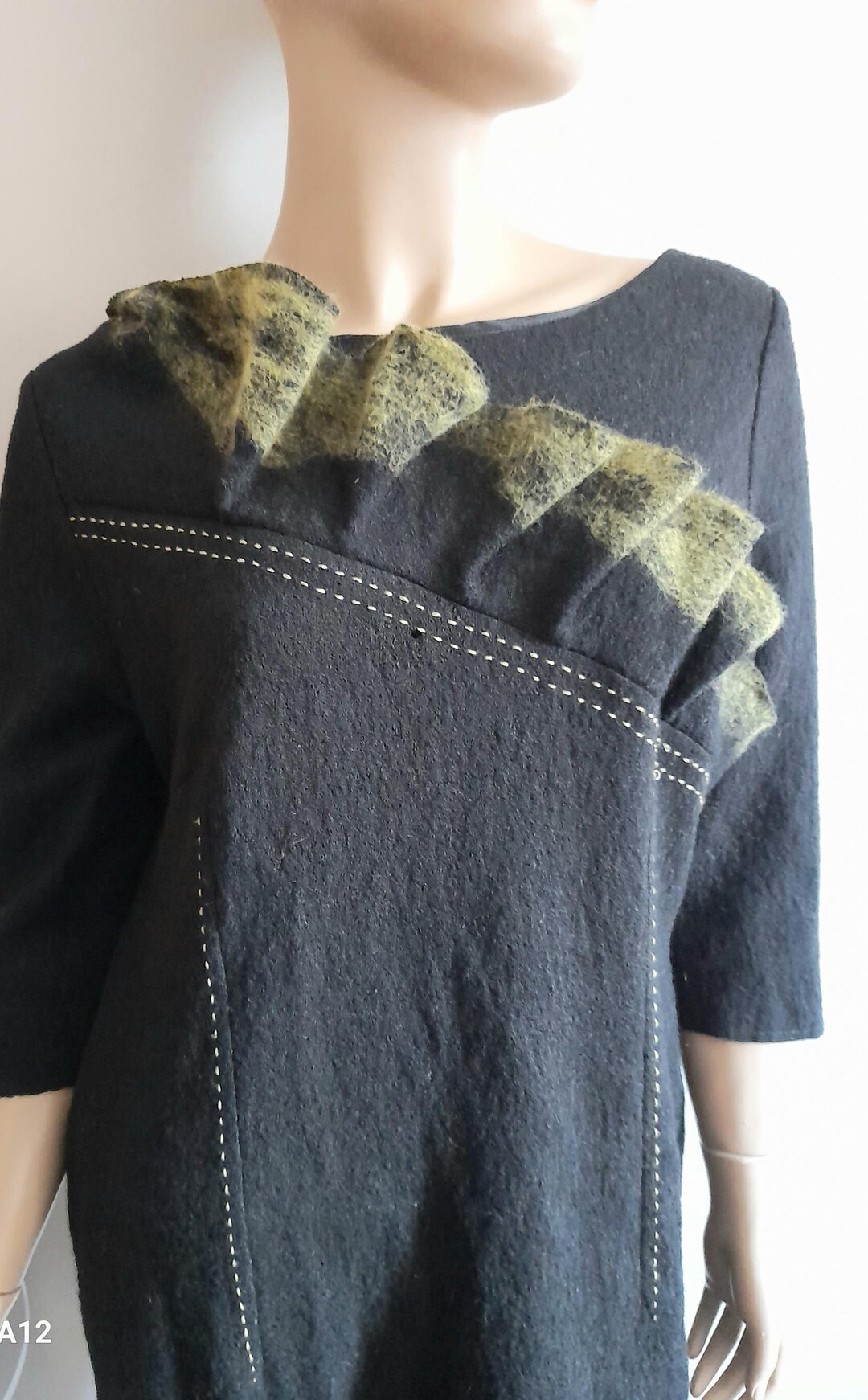 1960S Style UNUSUAL Wool Type Material Dress Uk 12 - Etsy