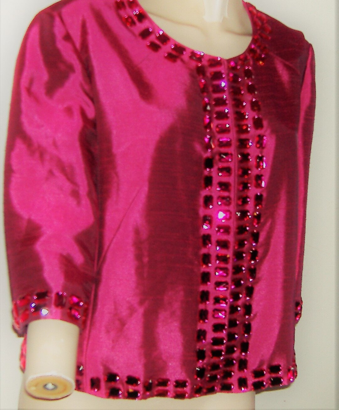 1980S STYLE BRIGHT Pink Jewelled Jacket Uk 14 - Etsy