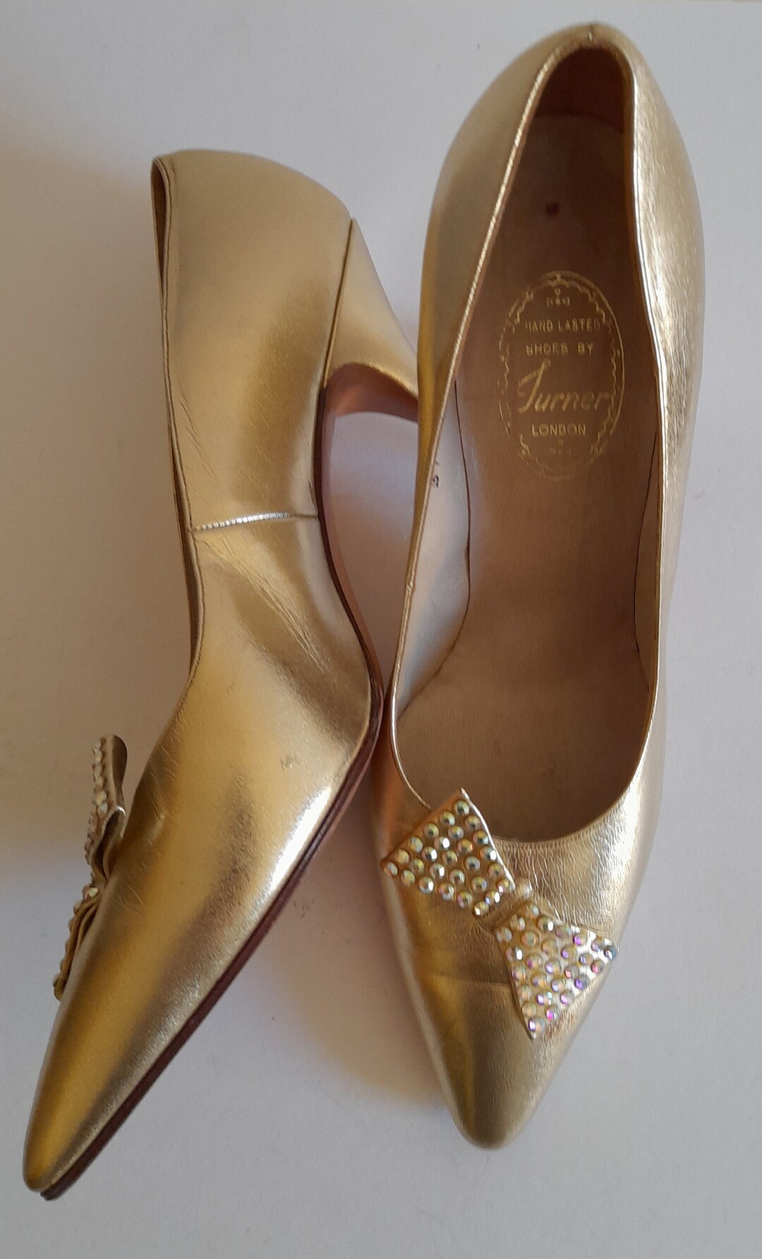 STUNNING HAND Lasted Shoes by Turner of London GOLD 1950S Shoes Uk 6 - Etsy
