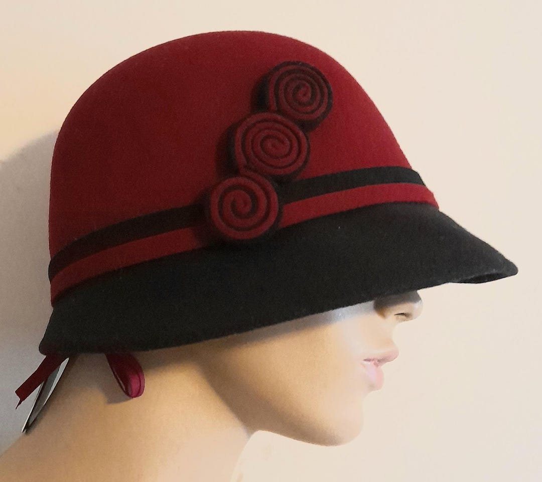 1990S CLOCHE Style RED Wool Major Wear Hat NWT - Etsy