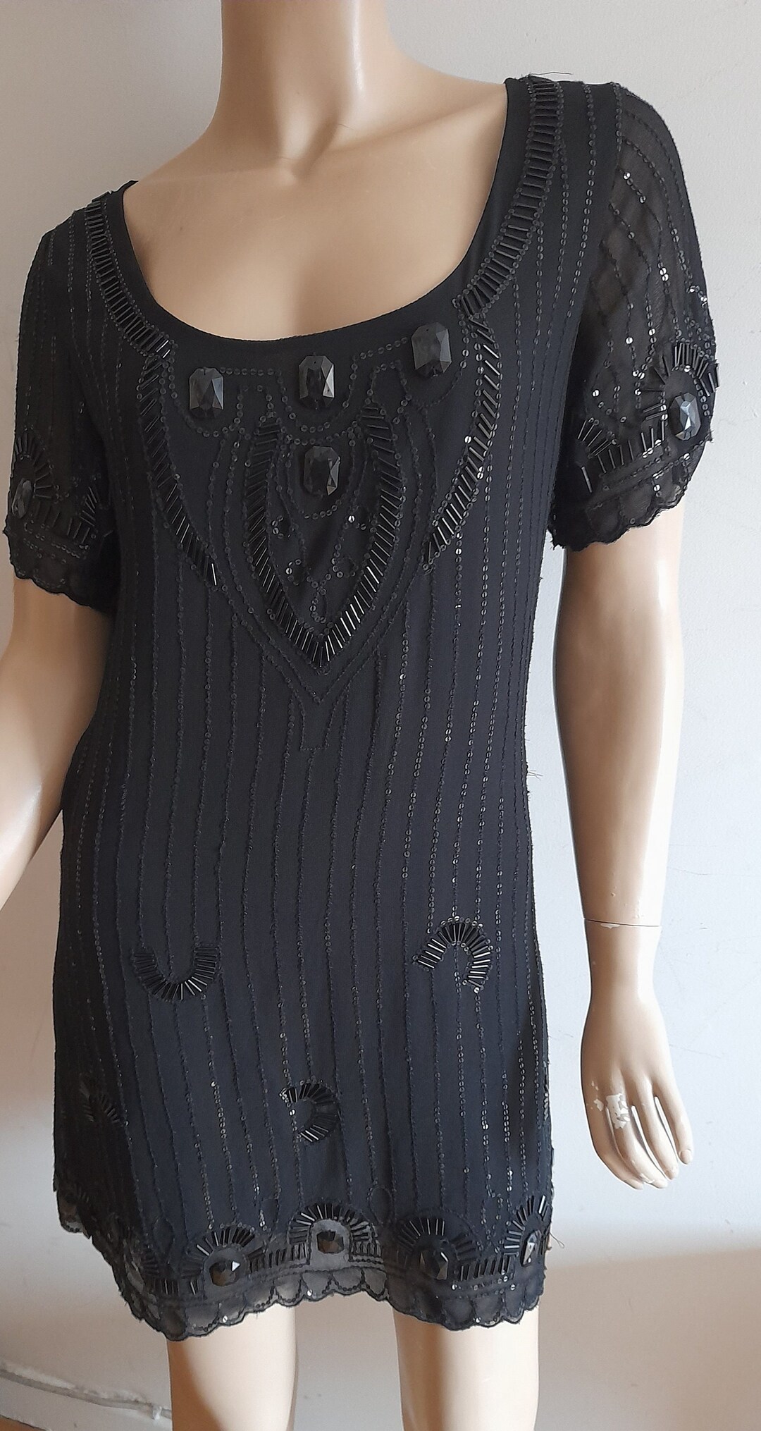 FLAPPER GREAT GATSBY Style Dress Short 1920s Look Uk 12 - Etsy