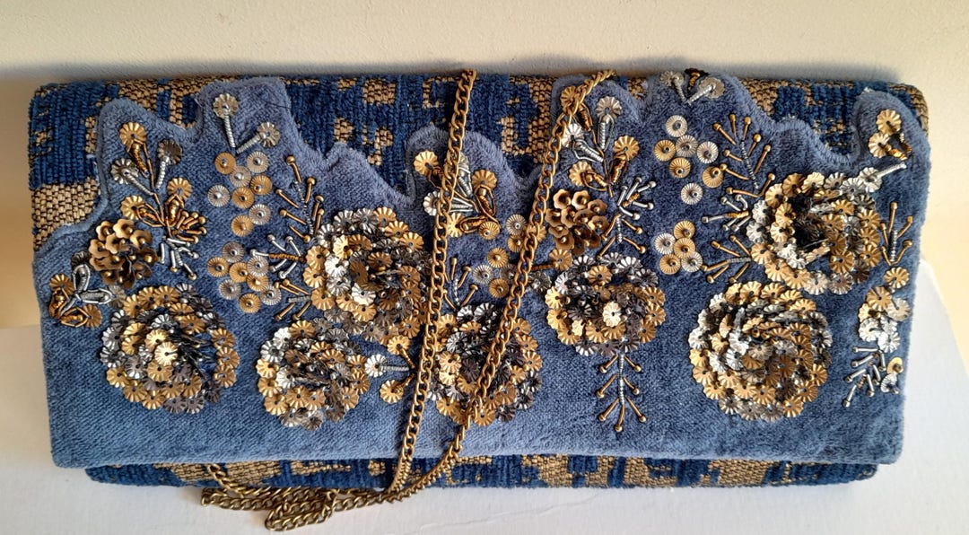 1990S RETRO DARK BLUE Sequinned Bag - Etsy