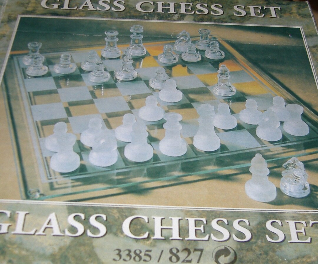 GLASS Small CHESS SET With Glass Board and Original Box - Etsy UK