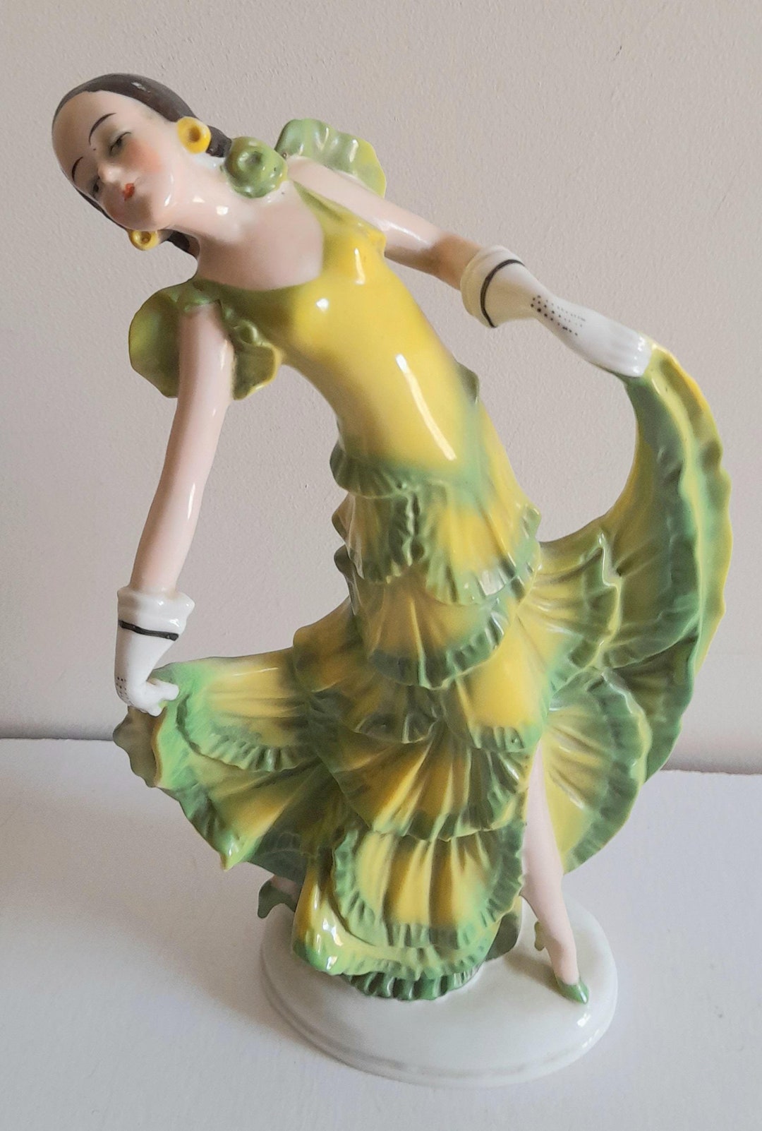 ART DECO LADY Tall Ceramic Ornament Dancing Lady Measures Just Over 10 ...