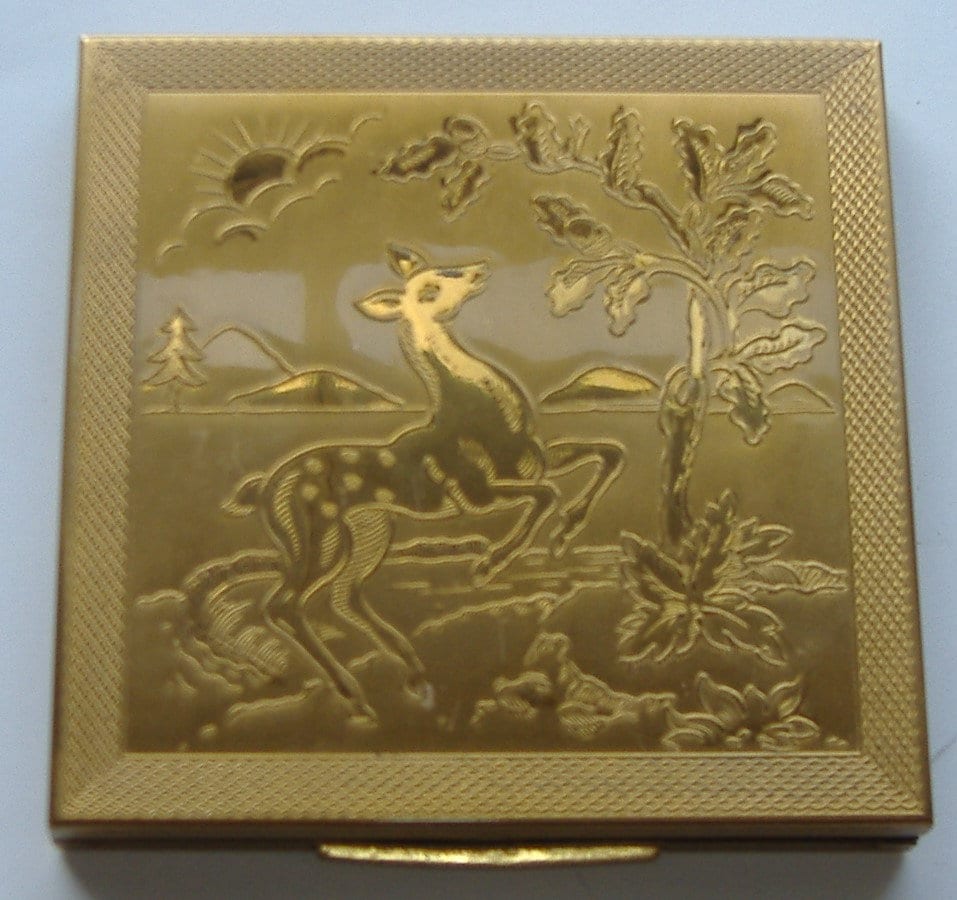 ART DECO ZENETTE Compact Gold Colour Fawns Sun Design | Etsy