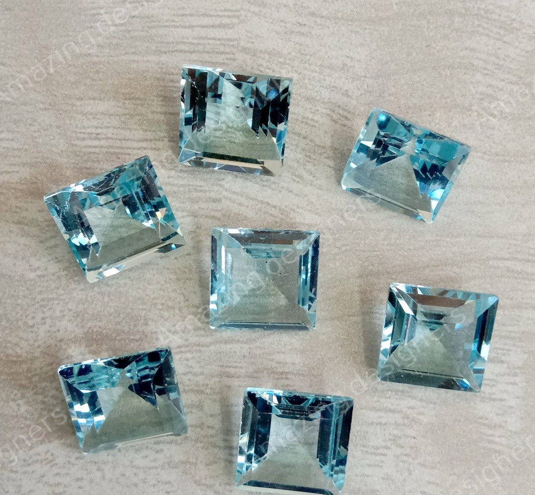Natural Sky Blue Topaz Square Faceted Cut 5mm to 12mm Wholesale Loose ...