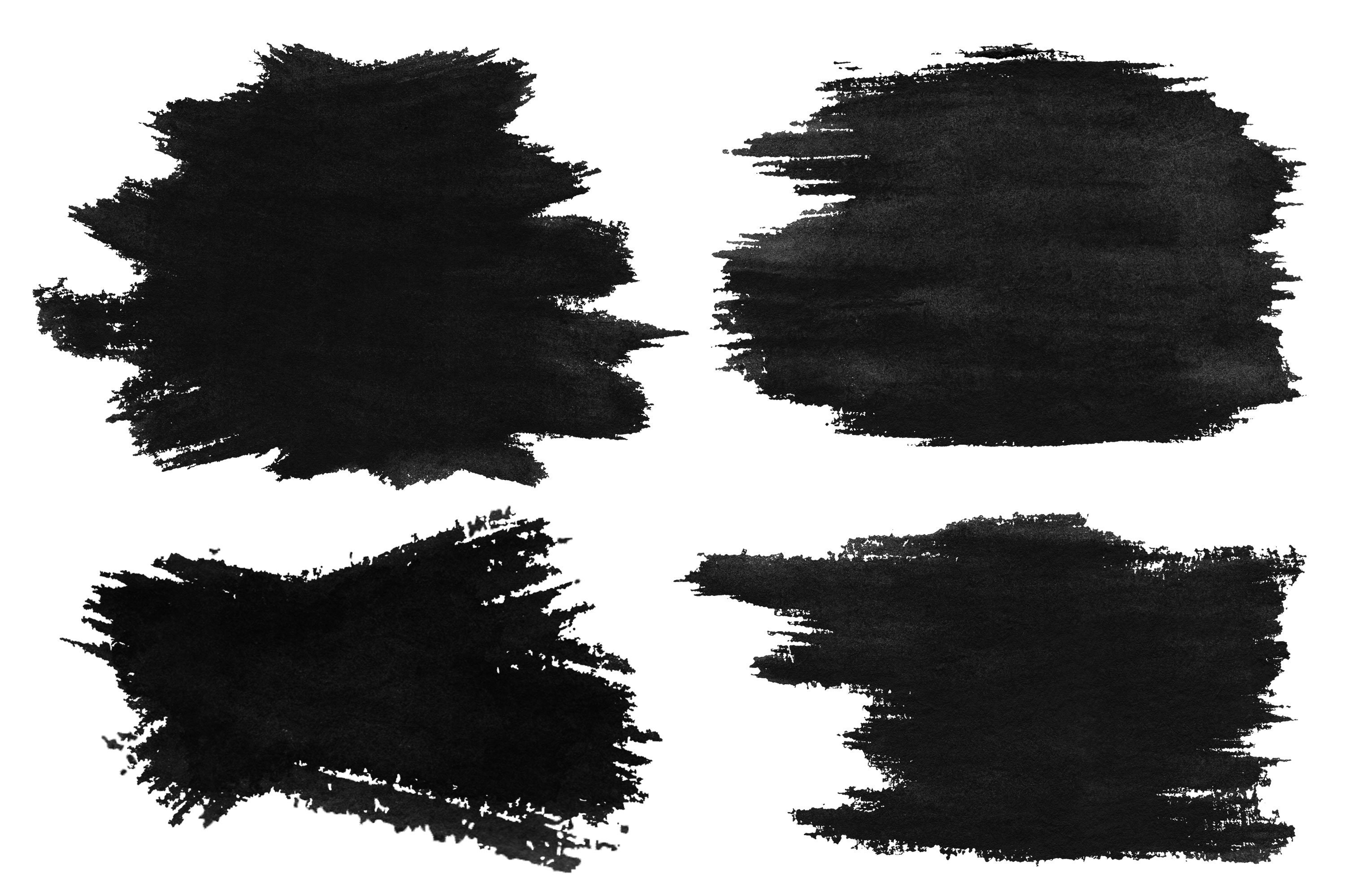Watercolor Black Textures Clip Art Strokes Black Textured - Etsy
