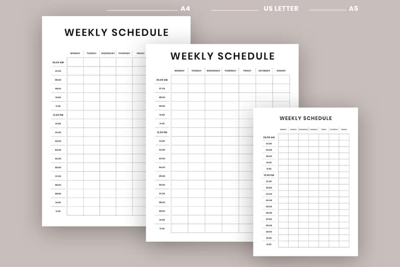 Weekschema, Afdrukbare weekrooster, blanco weekplanner, uuragenda ...