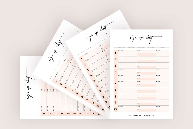 Sign up Template Sign-up Sheet Layout Printable Sign up Event Sign up ...