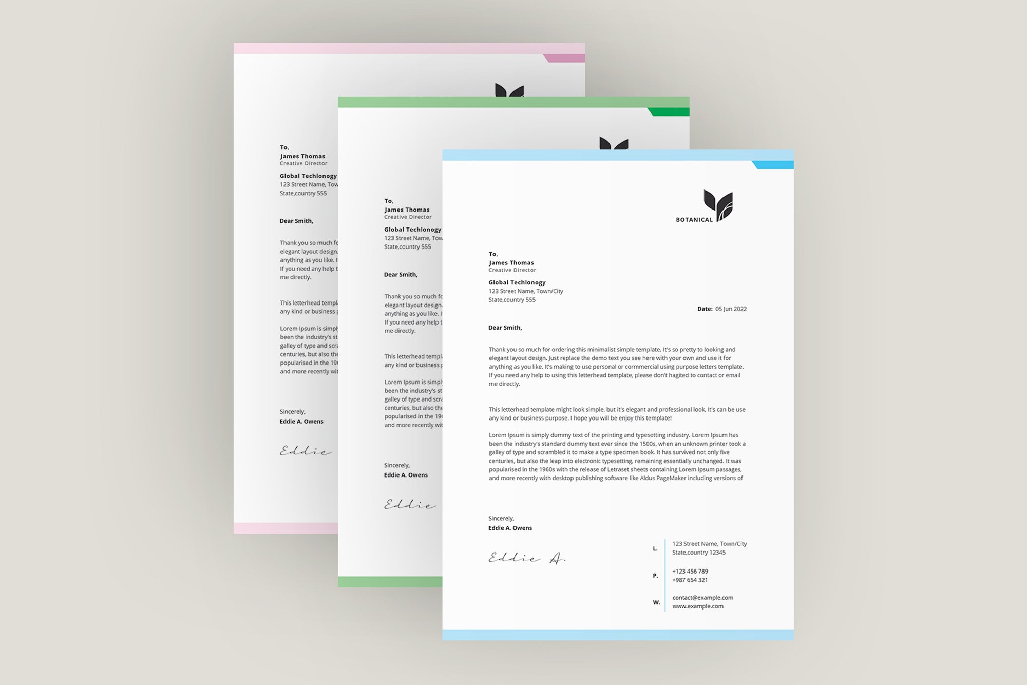 Modern Letterhead Template, Editable Business Letterhead, Letterhead ...