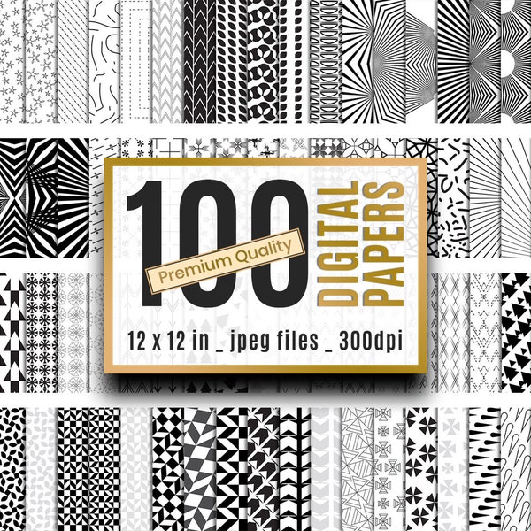 Black and White Digital Papers - Etsy