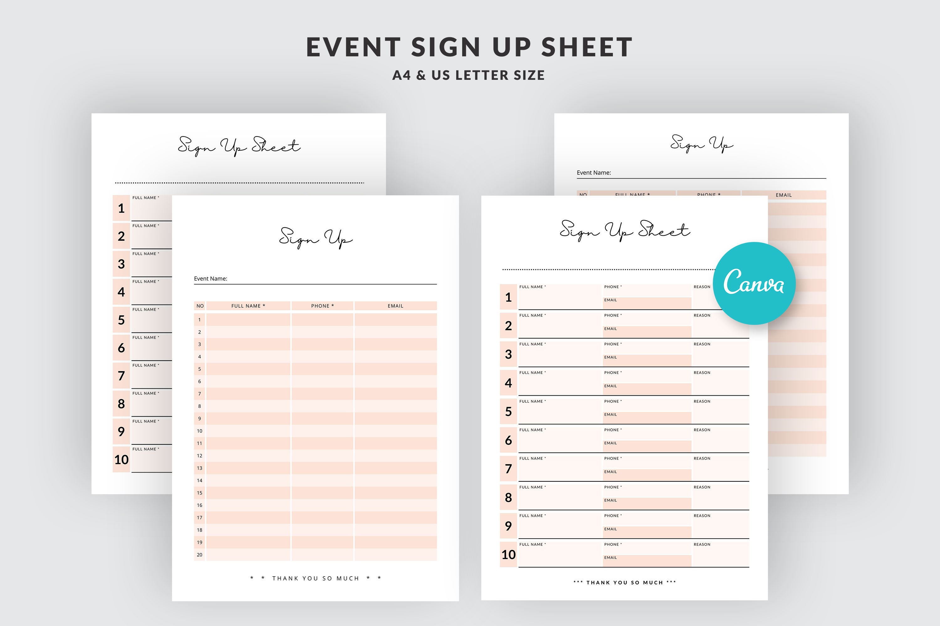Event Sign Up Sheet Template