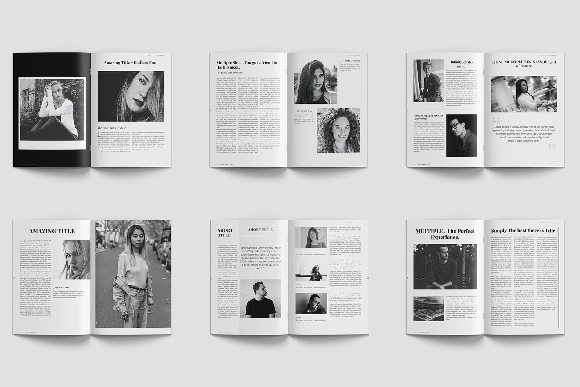 Black and White Minimal Magazine Template, Indesign Magazine Layout ...