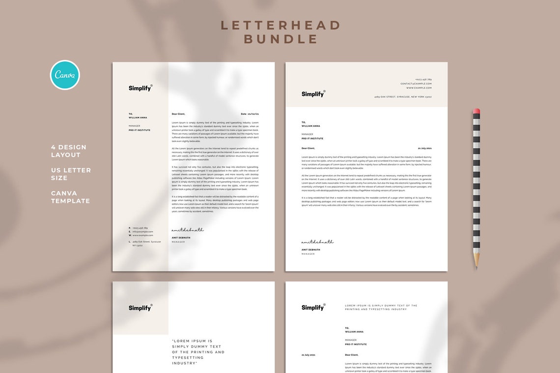 Editable Canva Letterhead Template Letterhead Design - Etsy
