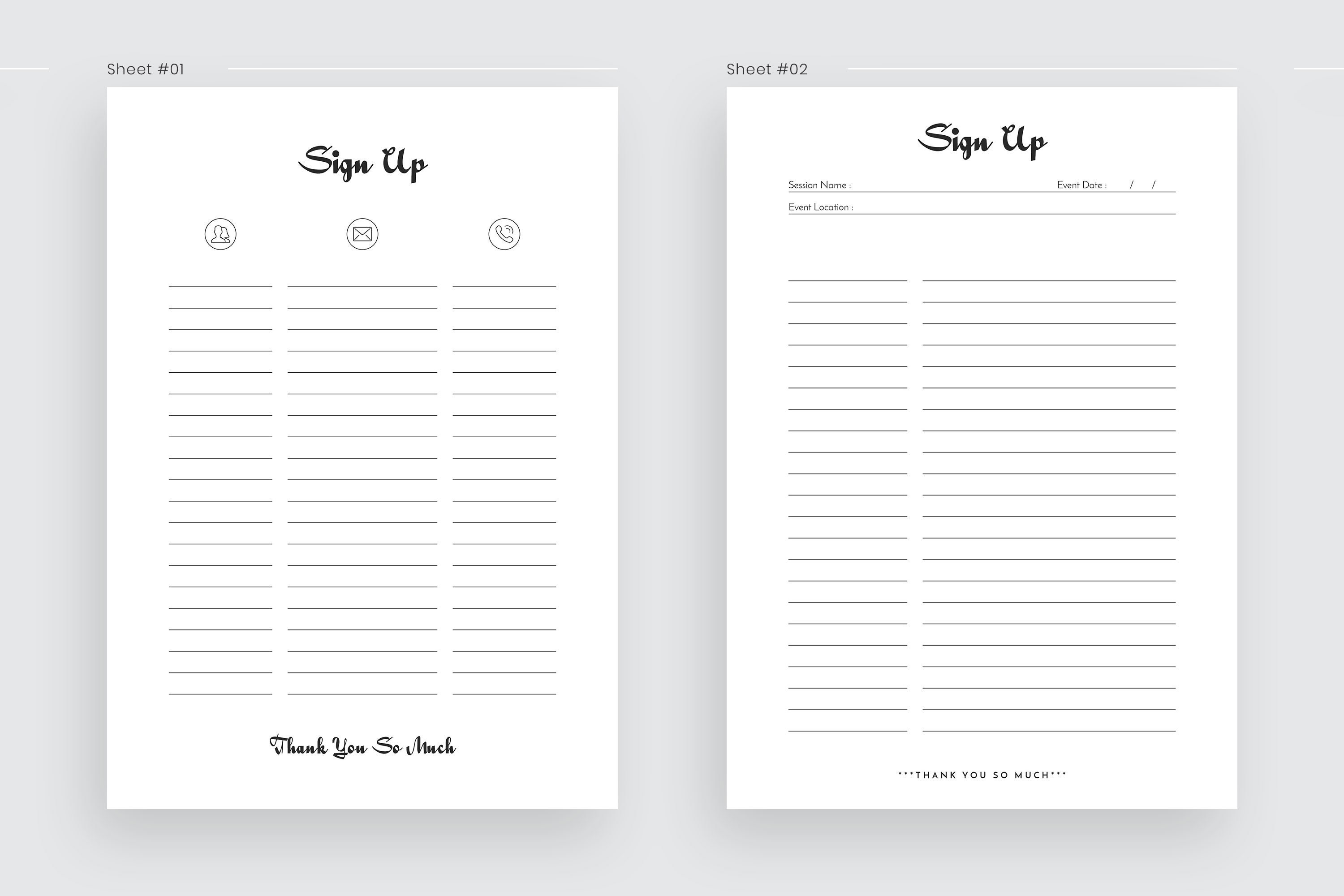 Minimal Sign up Sheet Printable Sign up Event Sign up - Etsy
