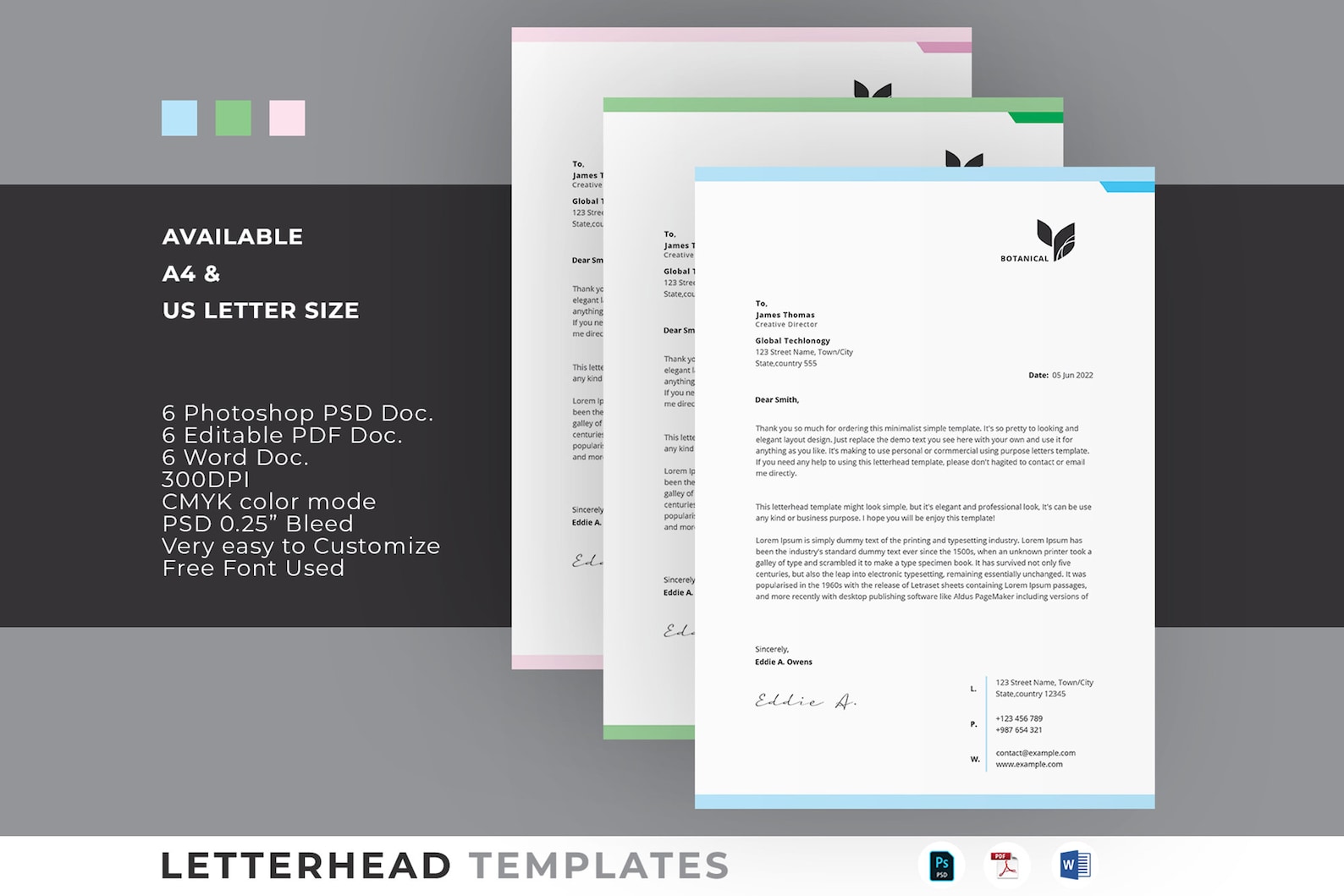 Modern Letterhead Template, Editable Business Letterhead, Letterhead ...