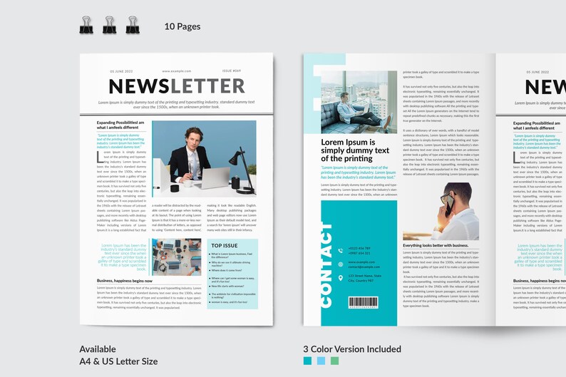 Newsletter Template, Weekly Business Journal, Corporate Newsletter ...