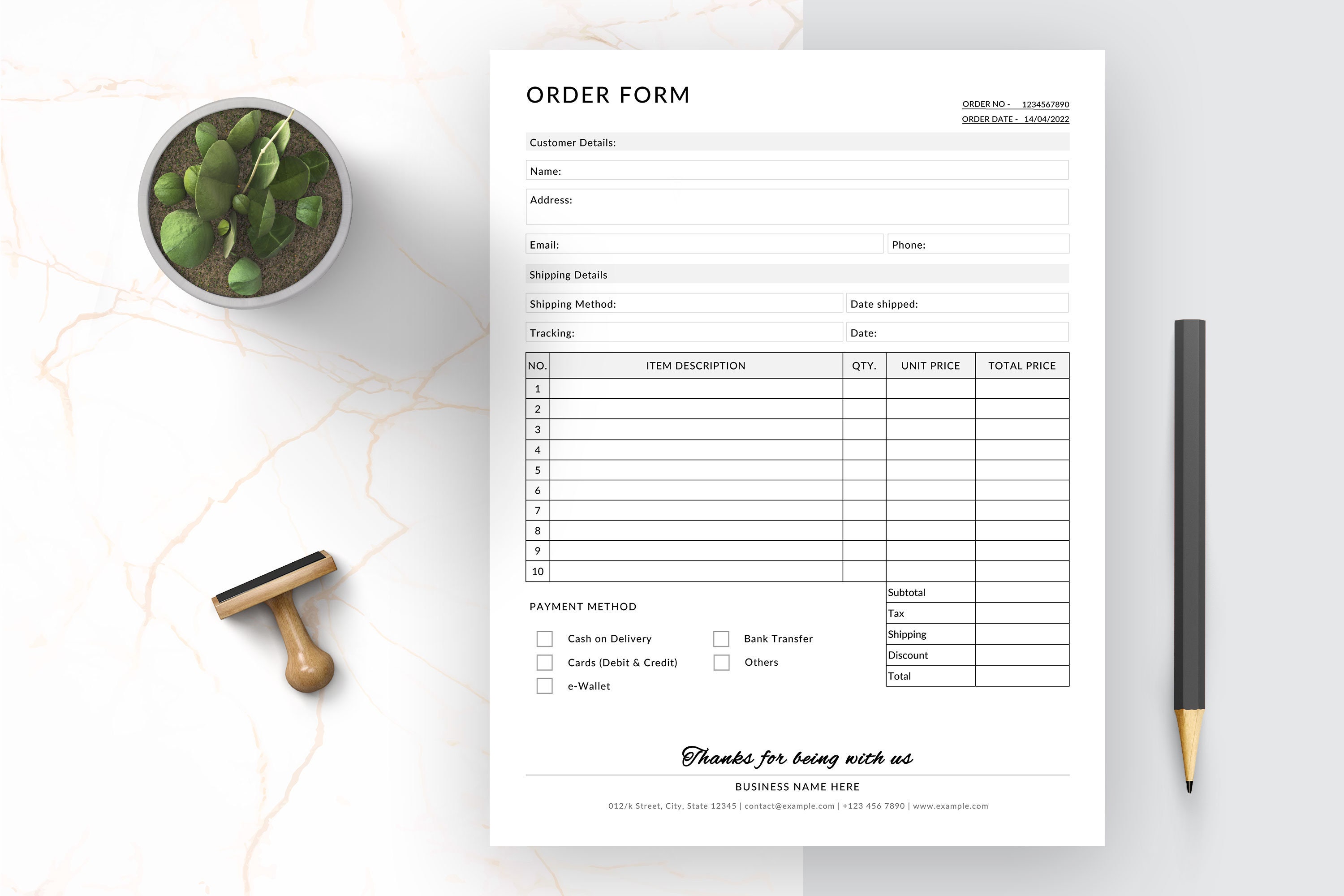 Order Form Word Template