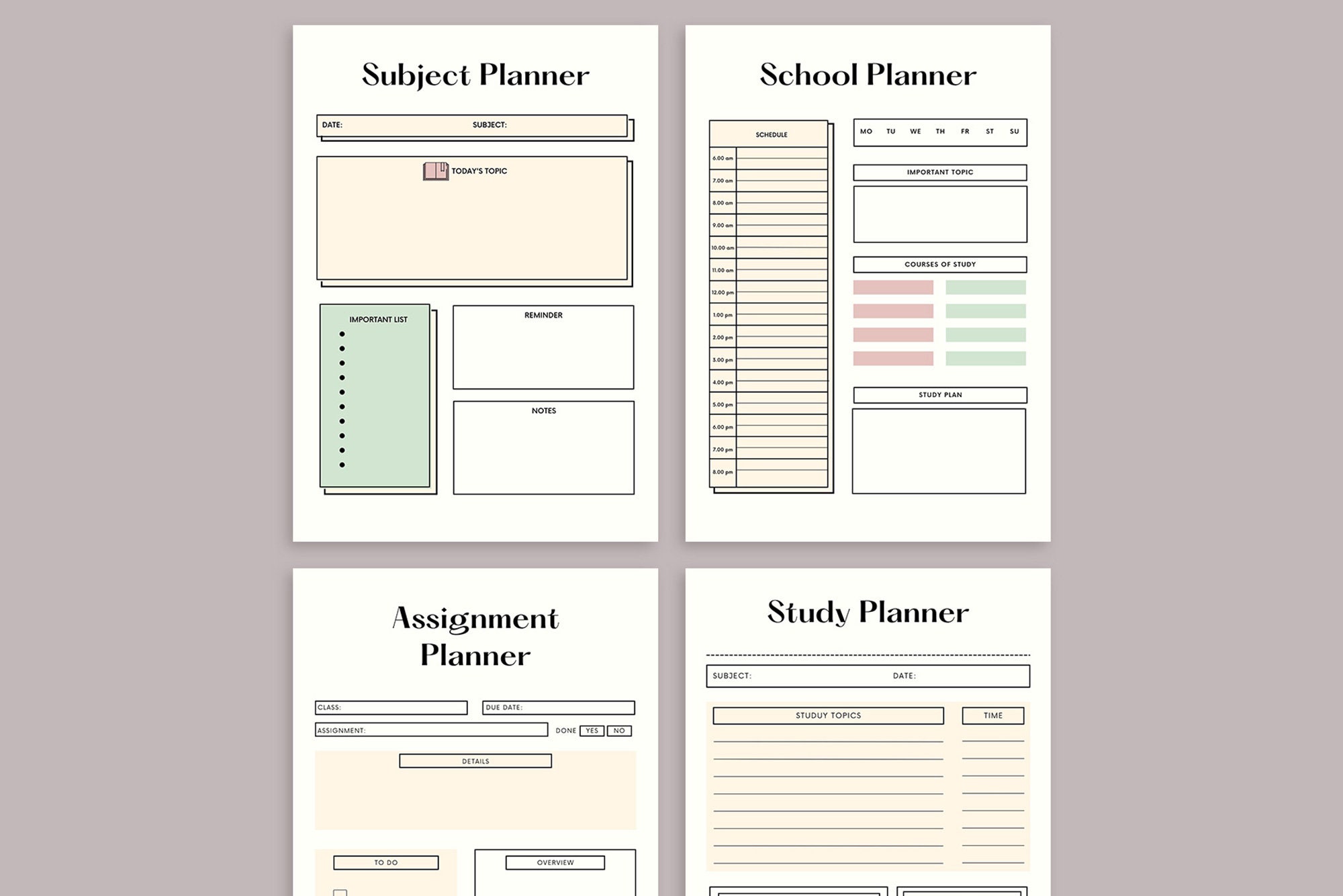 Commercial Allow Ultimate Canva Study Planner Bundle Pack Vol.37 ...
