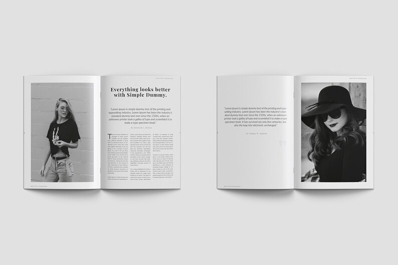 Black and White Minimal Magazine Template, Indesign Magazine Layout ...