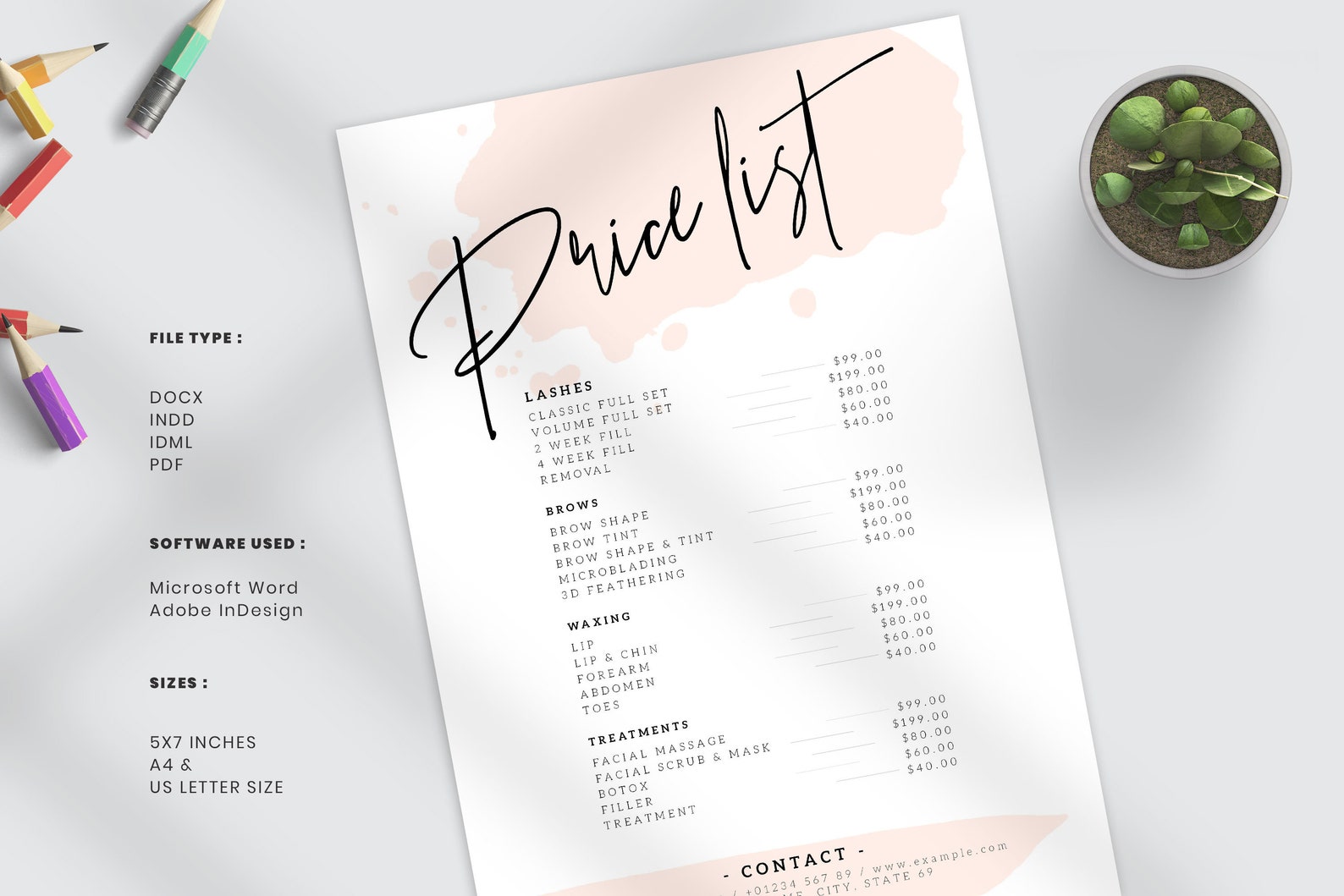 Price List Template for Photographer, Photography Pricing Guide ...