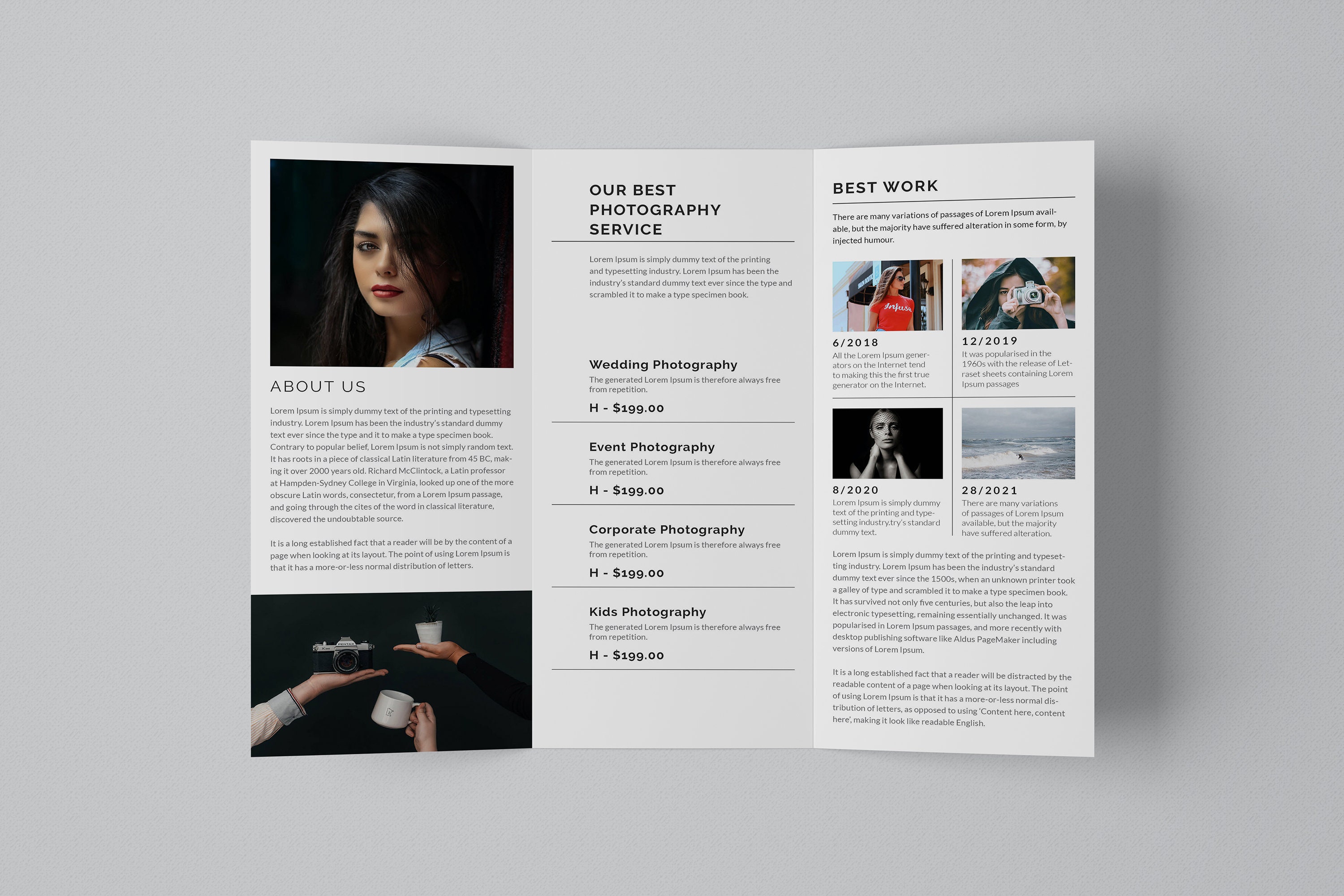 Photographer Trifold Brochure Template, Elegant Brochure Layout ...