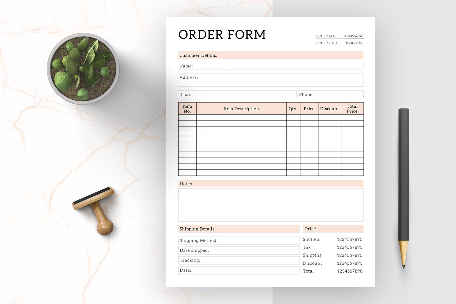 Editable Word Wholesale Order Form Template, Product Order Form Layout ...