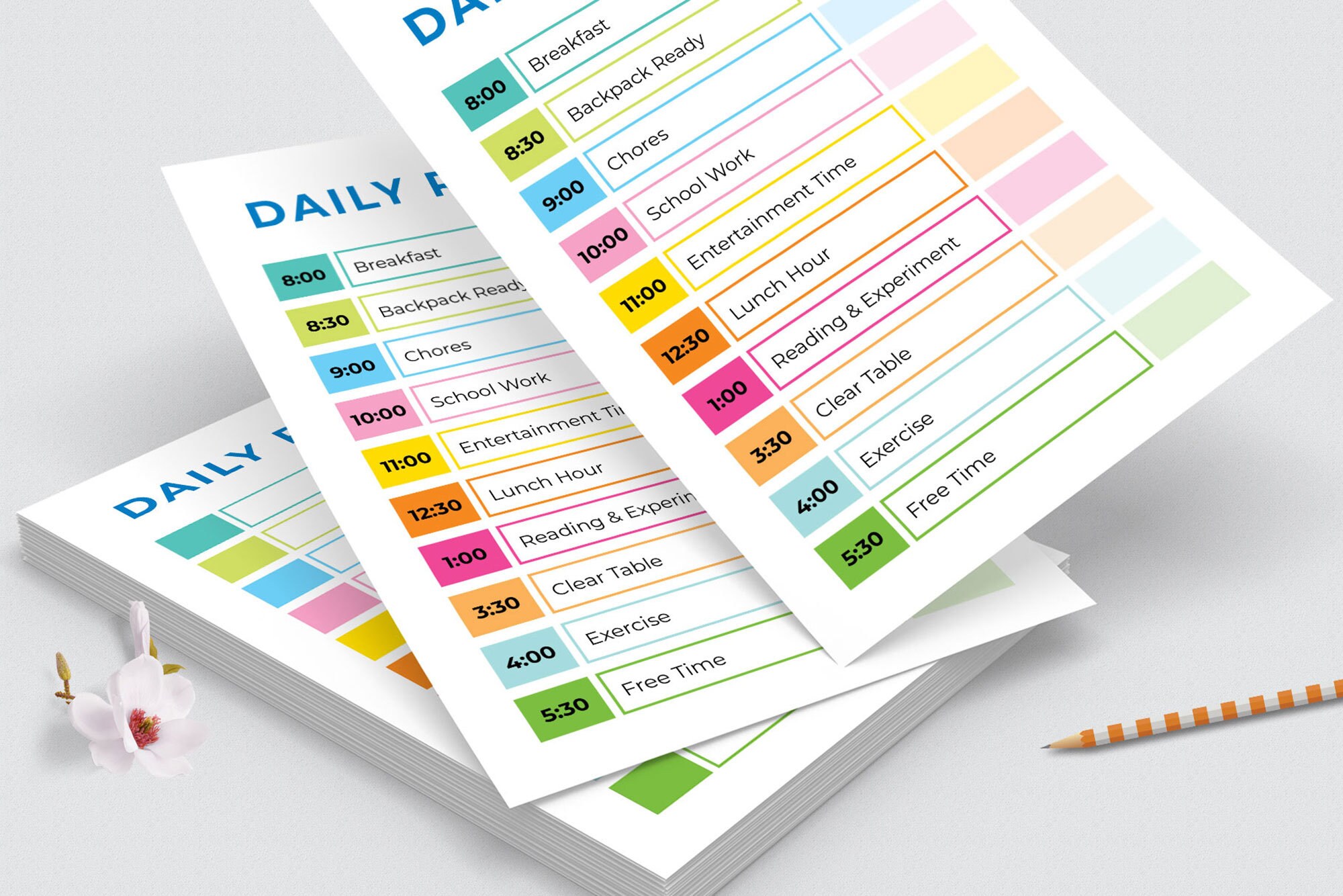 Daily Routine Chart Editable Indesign & Canva Version, Daily Morning ...