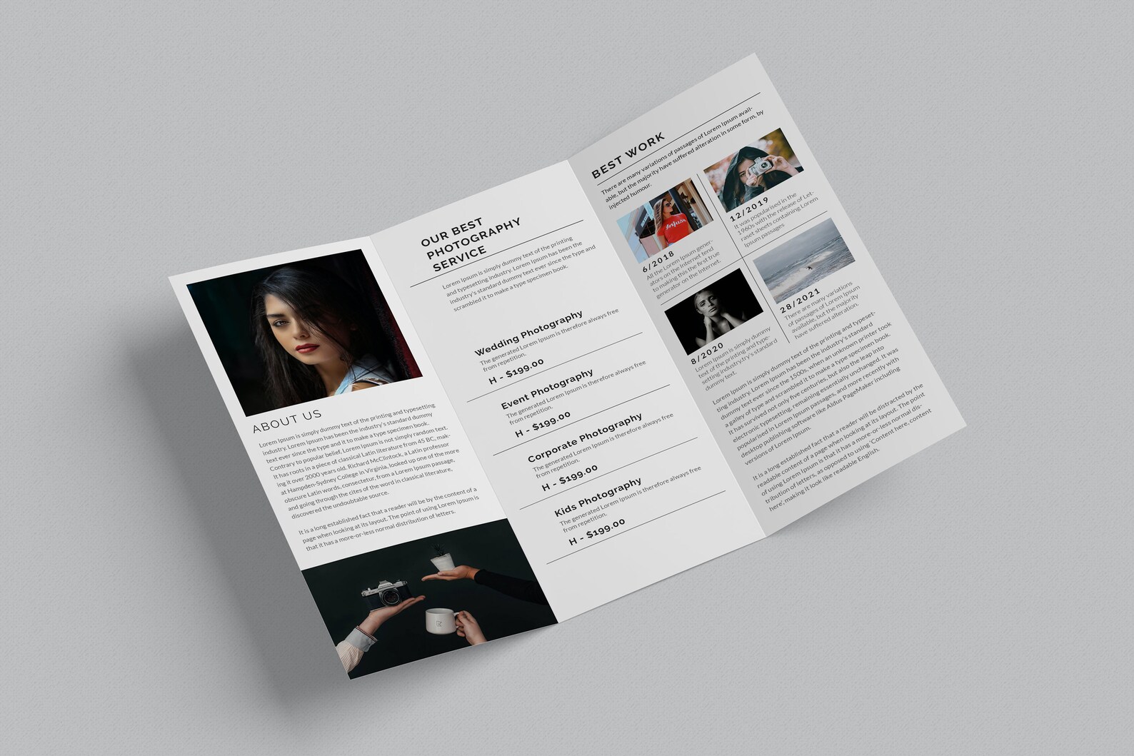 Photographer Trifold Brochure Template, Elegant Brochure Layout ...