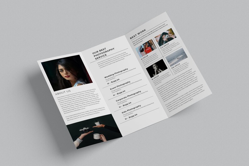Photographer Trifold Brochure Template, Elegant Brochure Layout ...
