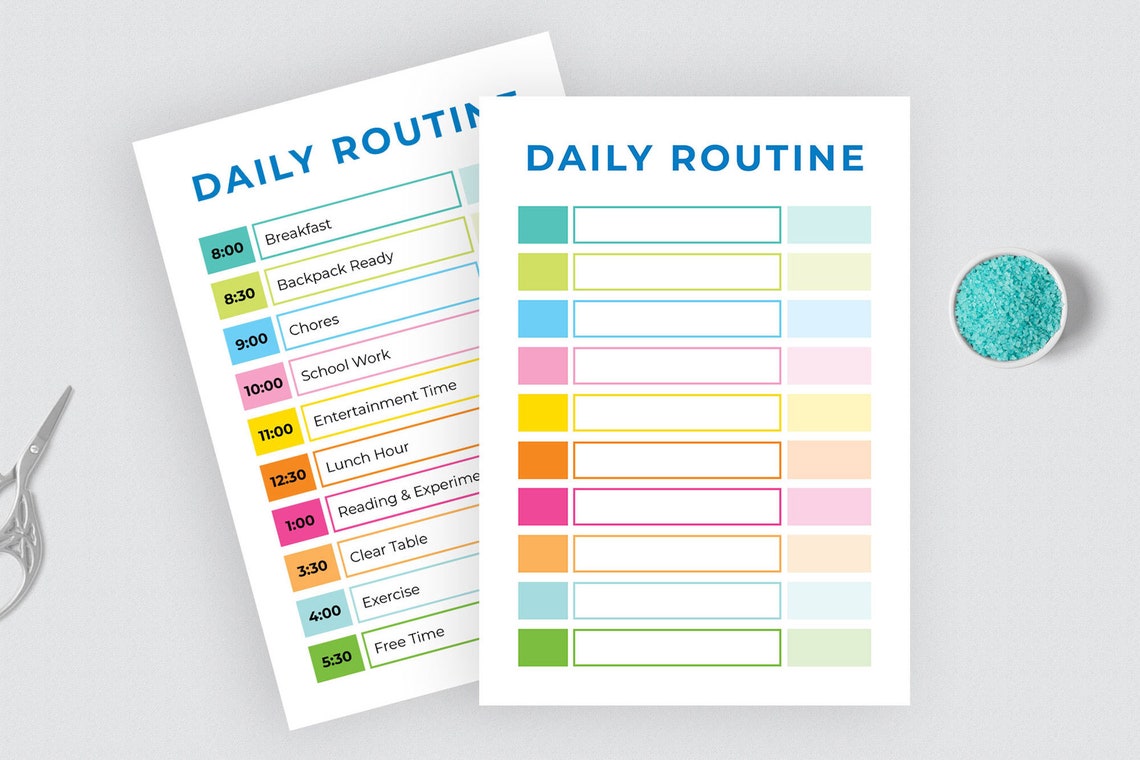 Daily Routine Chart Editable Indesign & Canva Version, Daily Morning ...