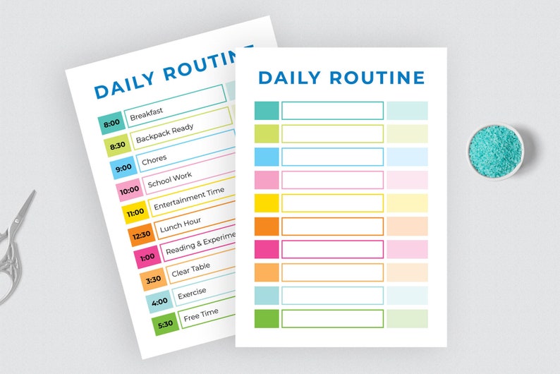 Daily Routine Chart Editable Indesign & Canva Version, Daily Morning ...