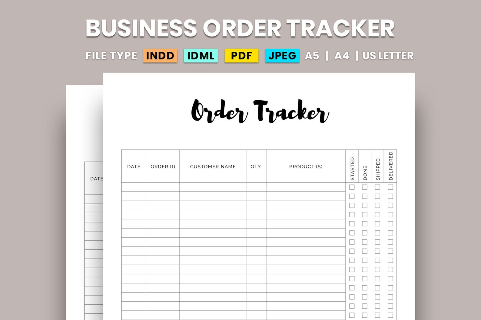 Small Business Order Tracker, Business Organized Planner, Printable ...