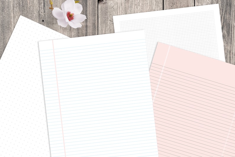 Notebook Pages for School Digital Papers, Handwriting Practice, Back to ...
