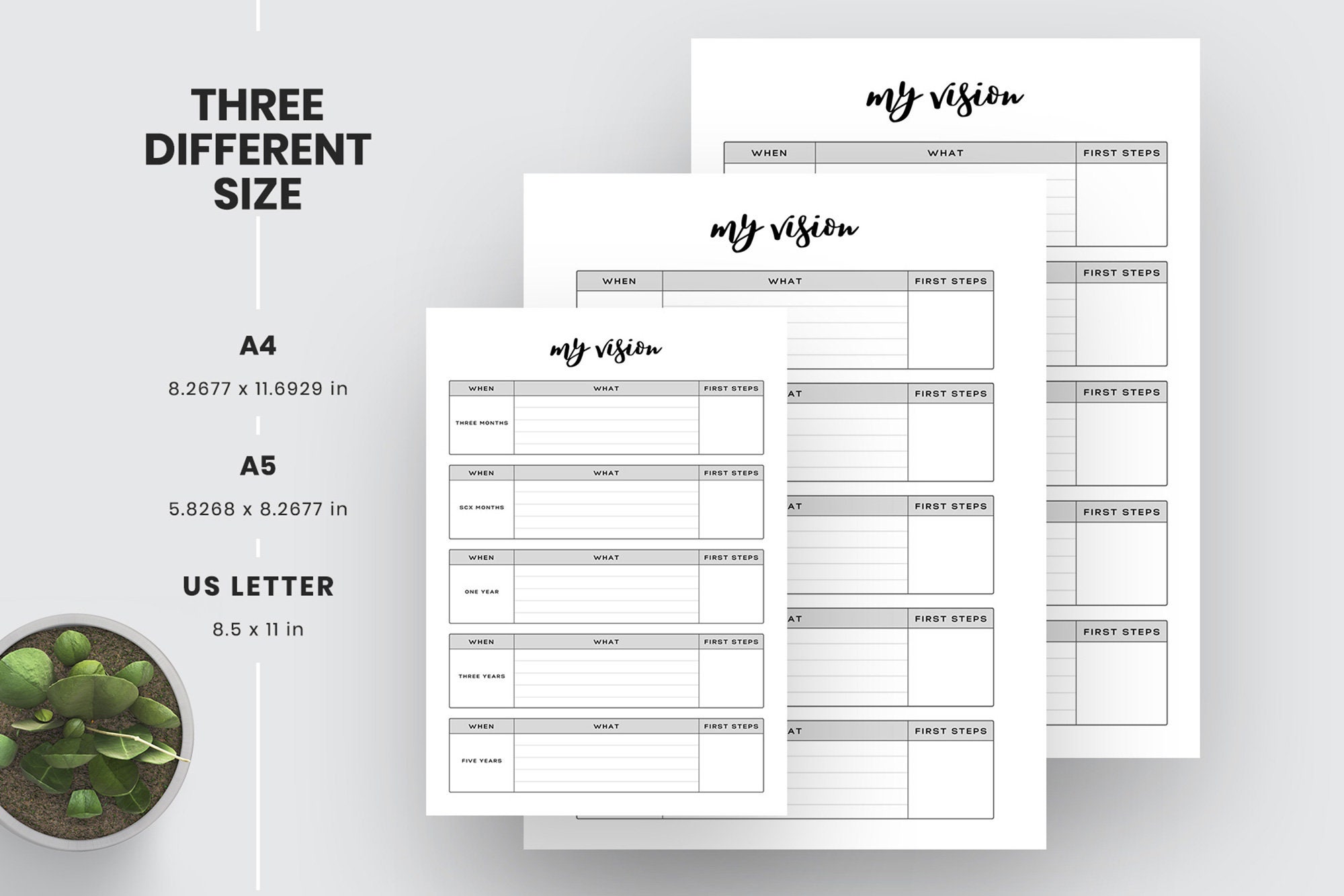 Canva Vision & Action Plan Sheet Editable Vision Board Kit Instant ...