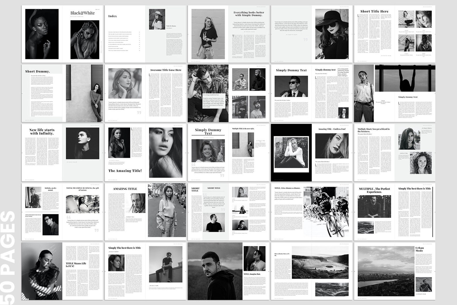 Black and White Minimal Magazine Template Indesign Magazine | Etsy