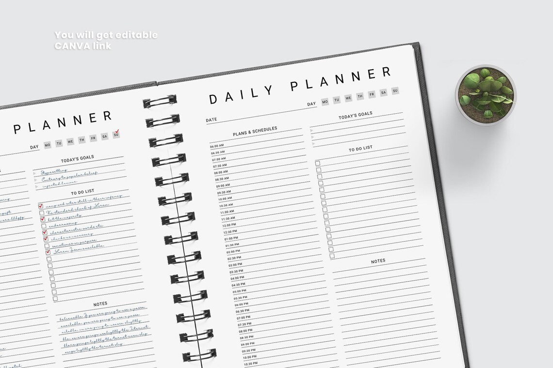 Canva Daily Planner Template Instant Download Editable - Etsy
