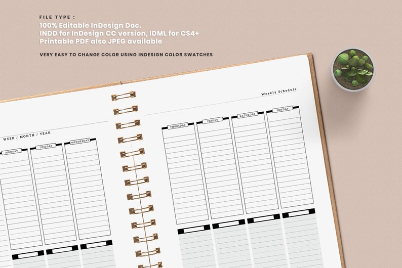 Weekly Planner Two Page Spread Ready for Printable Indesign Weekly ...