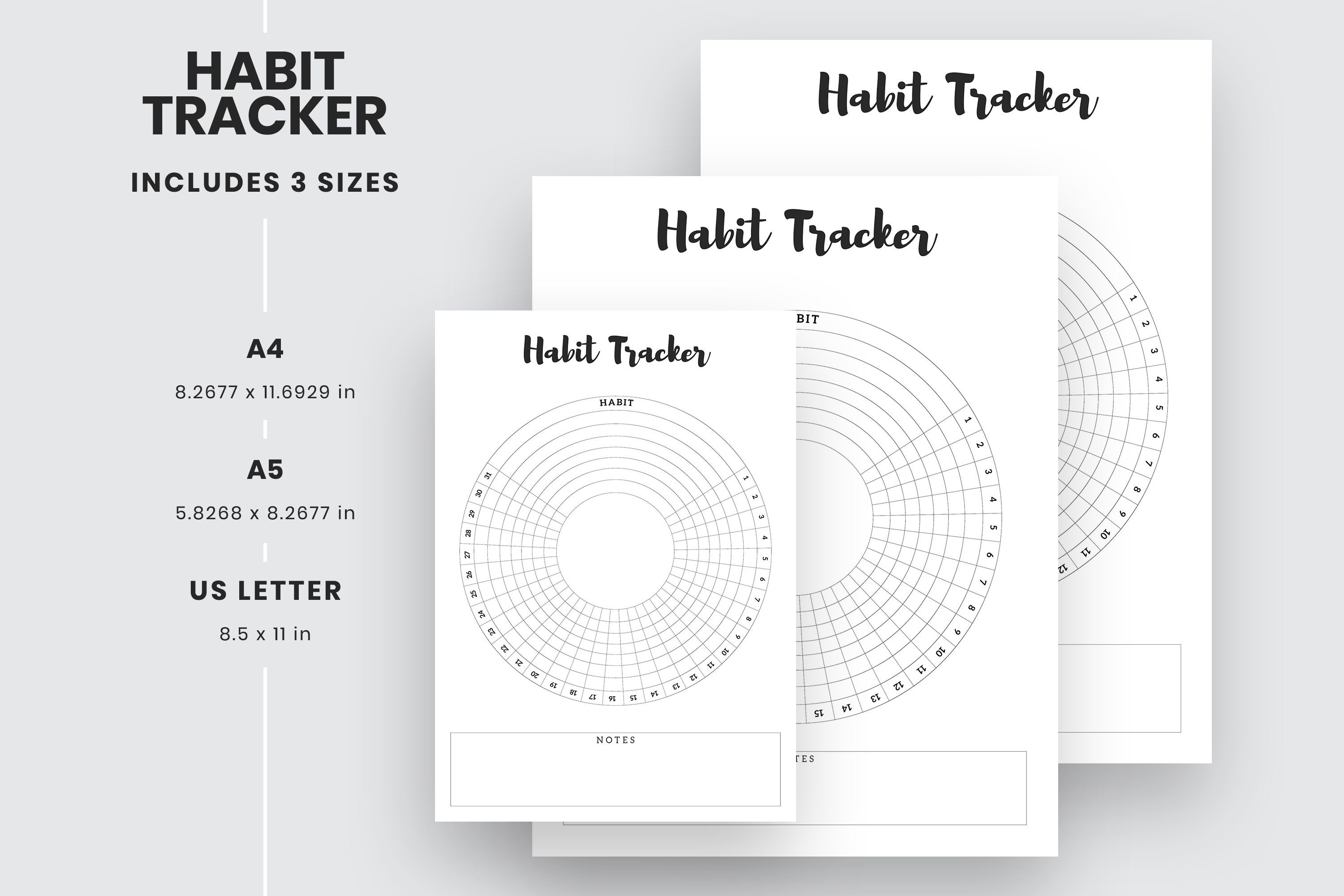 Habit Tracker Daily Habits Tracker Habit Chart Weekly Monthly Yearly ...