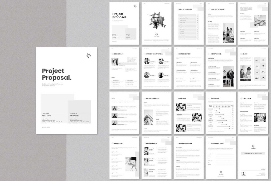 Proposal Canva Template Project Proposal Template Proposal - Etsy