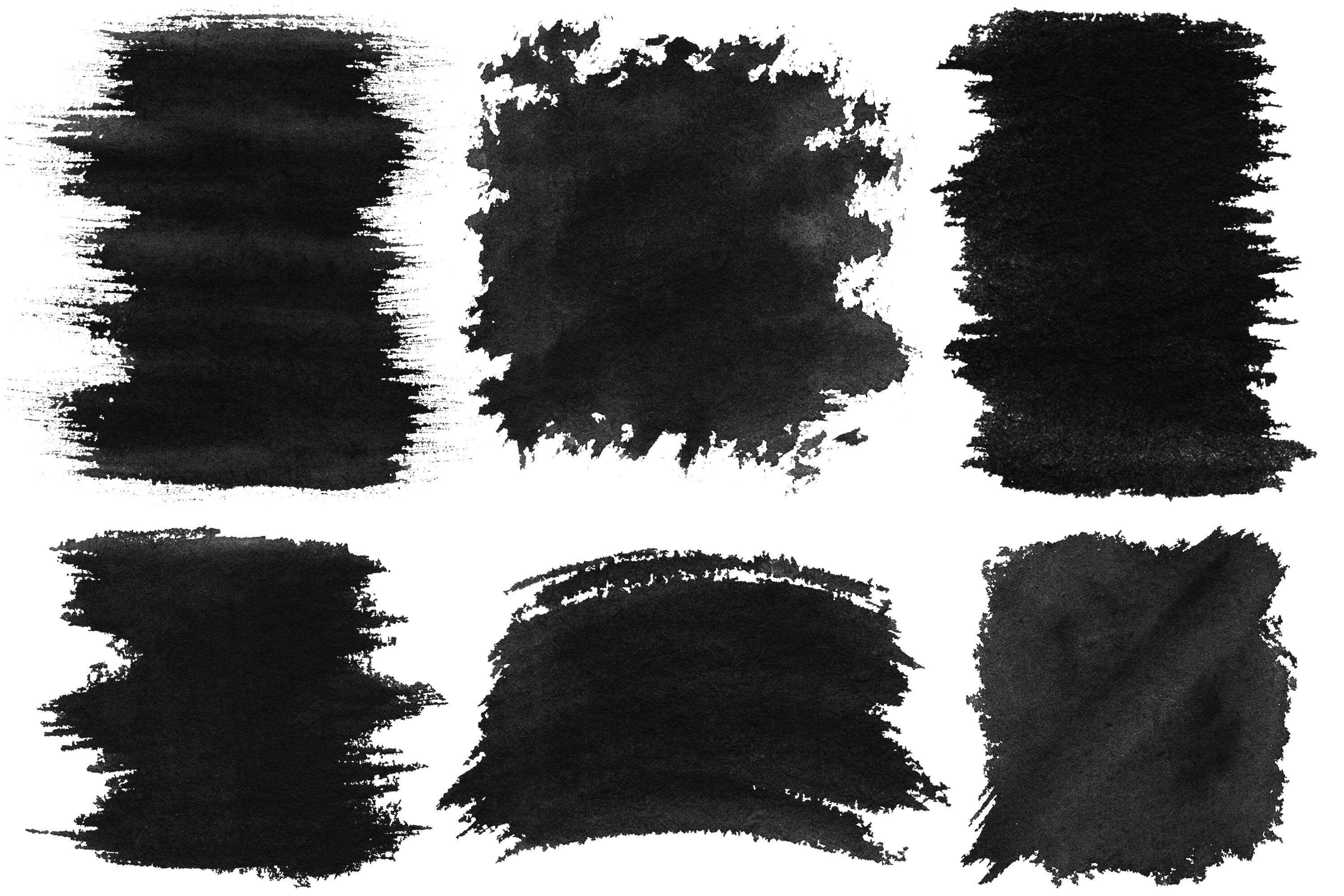 Watercolor Black Textures Clip Art Strokes Black Textured - Etsy