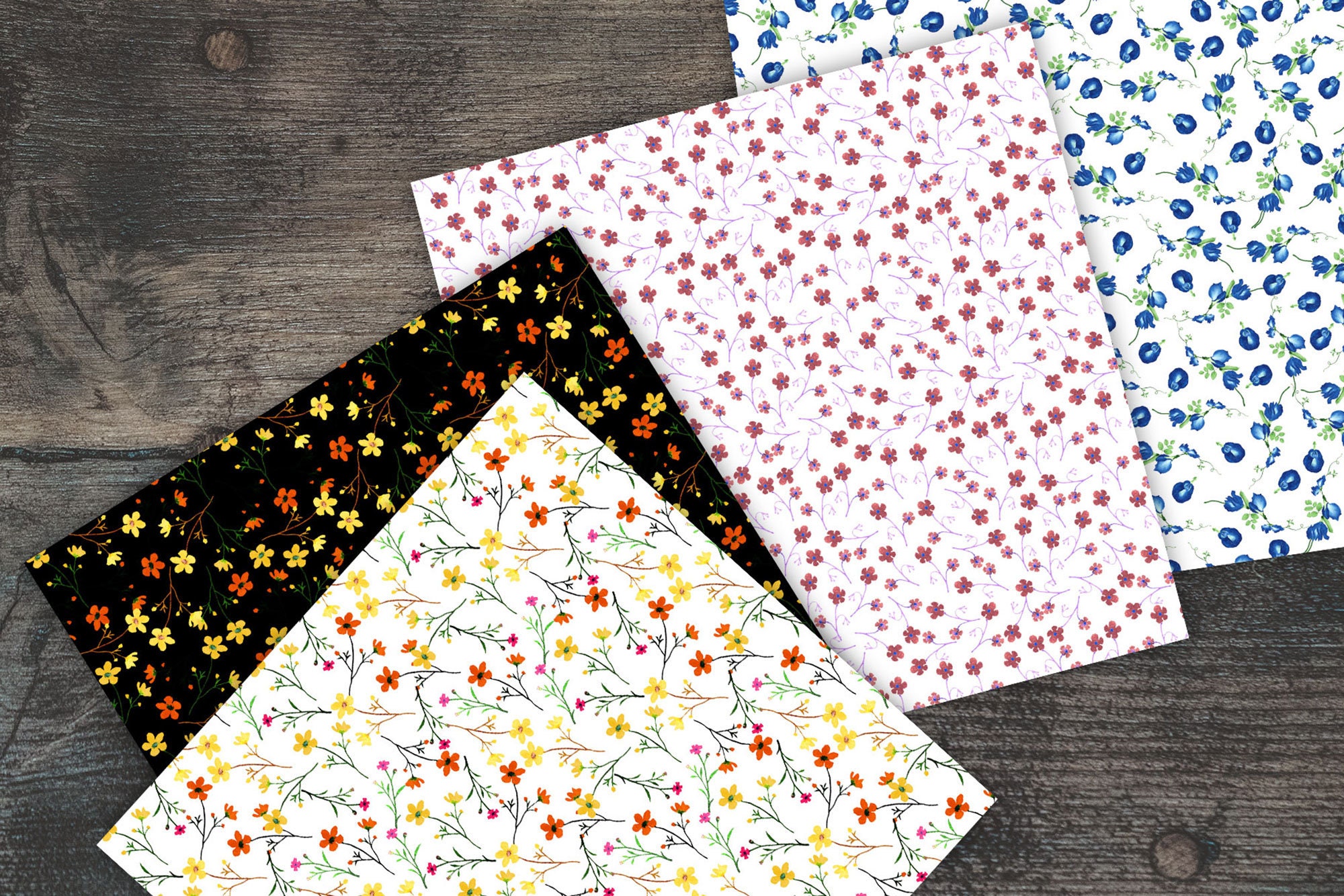 Watercolor Floral Digital Papers 12x12in Sheets 300 Dpi - Etsy