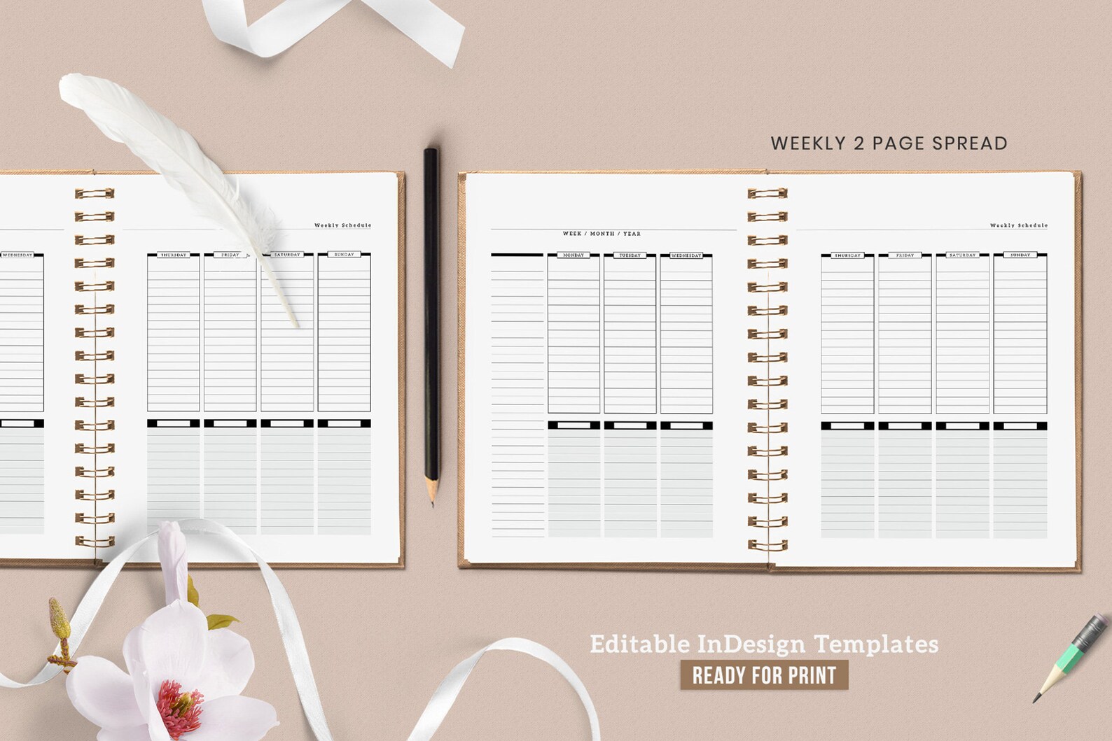 Weekly Planner Two Page Spread Ready for Printable Indesign Weekly ...