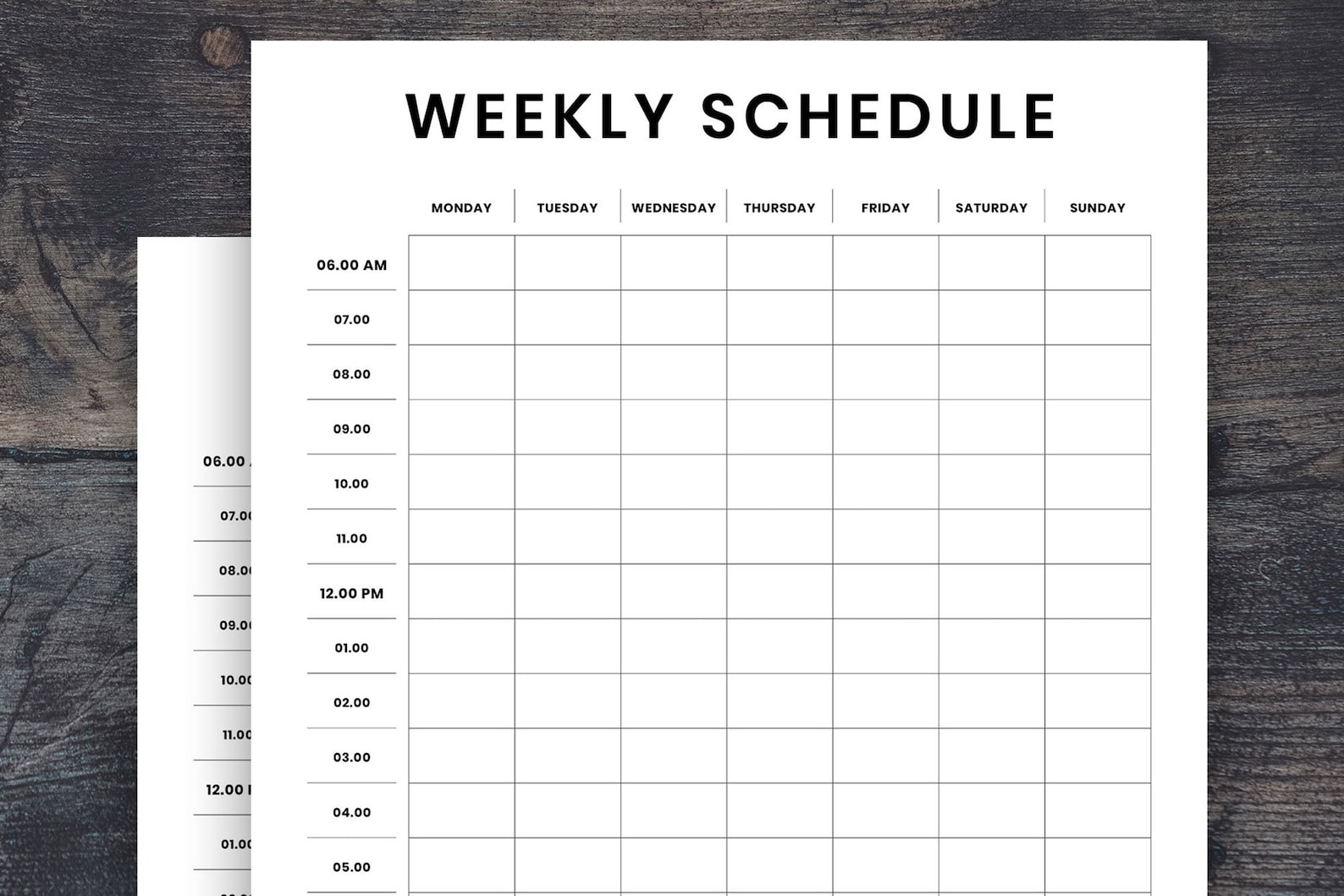 Weekschema, Afdrukbare weekrooster, blanco weekplanner, uuragenda ...