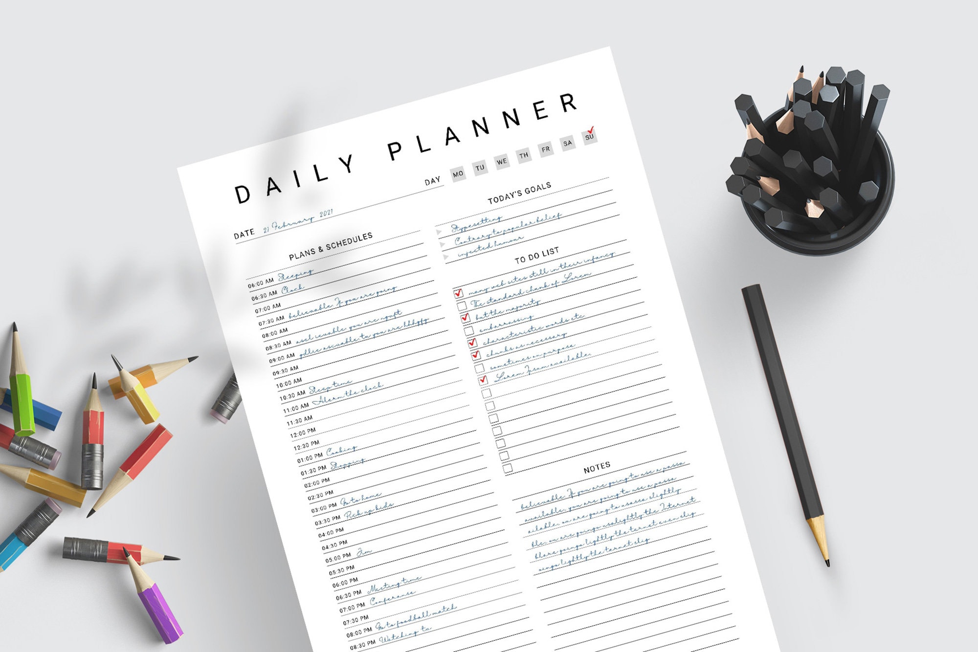 Canva Daily Planner Template Instant Download Editable - Etsy